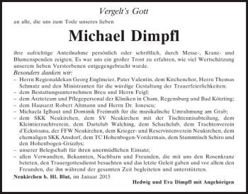 Traueranzeigen von Neukirchen b. Hl. Blut Michael Dimpfl ...