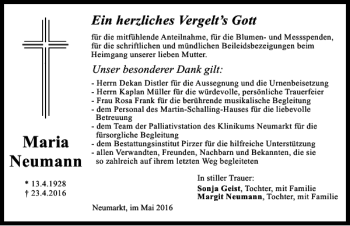 Traueranzeigen von Maria Neumann | Mittelbayerische Trauer