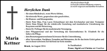 Traueranzeigen von Maria Kettner | Mittelbayerische Trauer