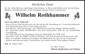 Traueranzeigen von Wilhelm Rothhammer | Mittelbayerische Trauer