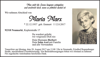Traueranzeigen von Maria Marx | Mittelbayerische Trauer
