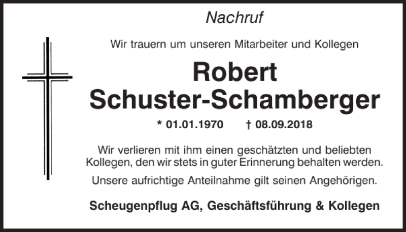 Traueranzeigen von Robert Schuster-Schamberger | Mittelbayerische Trauer