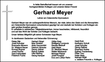 Traueranzeigen von Gerhard Meyer | Mittelbayerische Trauer