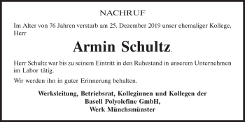 Traueranzeigen von Armin Schultz | Mittelbayerische Trauer