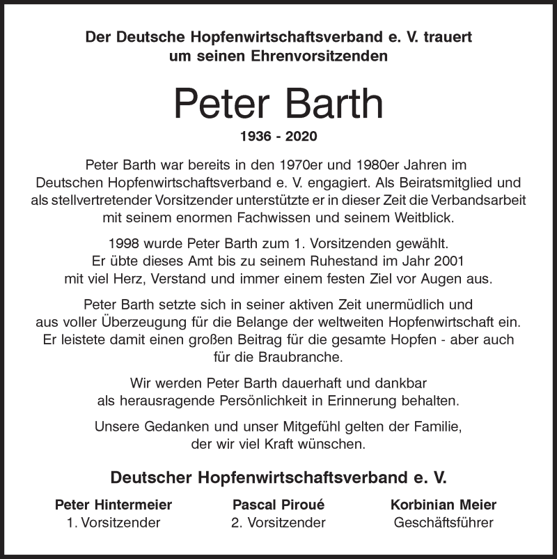 Traueranzeigen von Peter Barth | Mittelbayerische Trauer