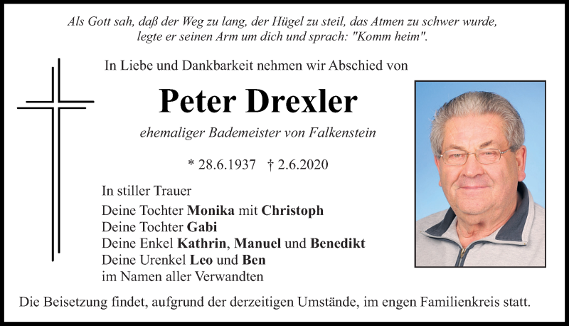Traueranzeigen von Peter Drexler | Mittelbayerische Trauer