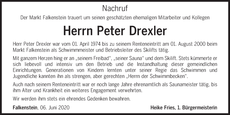 Traueranzeigen von Peter Drexler | Mittelbayerische Trauer