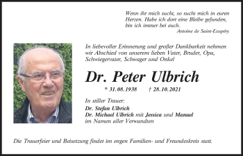 Traueranzeigen von Peter Ulbrich | Mittelbayerische Trauer