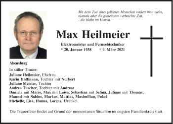 Traueranzeigen von Max Heilmeier | Mittelbayerische Trauer