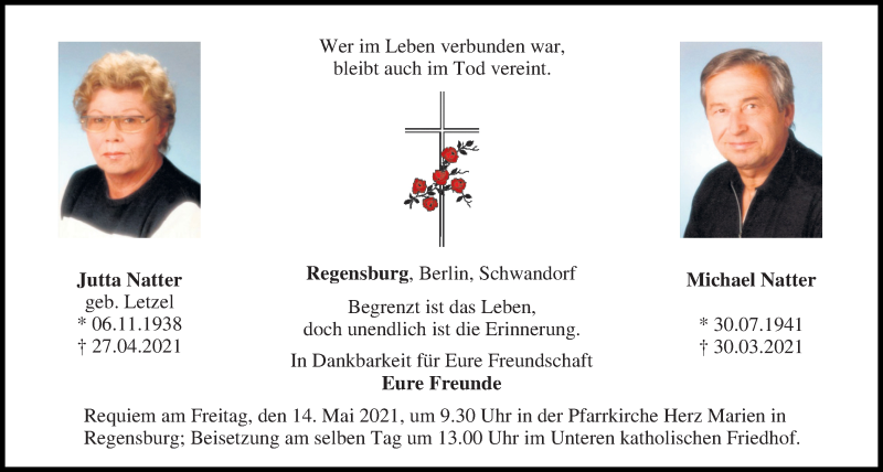 Traueranzeigen von Michael Natter | Mittelbayerische Trauer