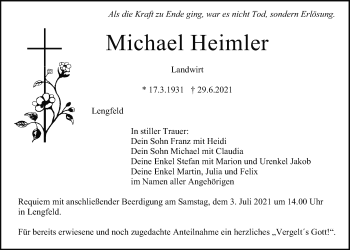 Traueranzeigen von Michael Heimler | Mittelbayerische Trauer