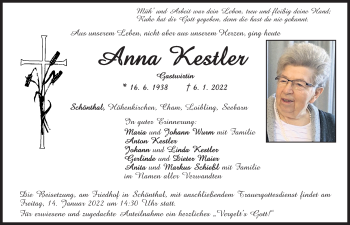 Traueranzeigen von Anna Kestler | Mittelbayerische Trauer