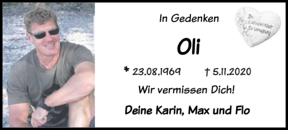 Traueranzeigen von Oli | Mittelbayerische Trauer
