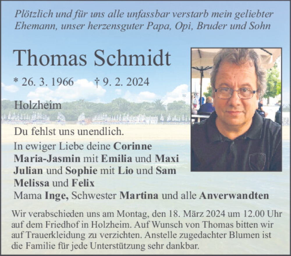 Traueranzeigen von Thomas Schmidt | Mittelbayerische Trauer