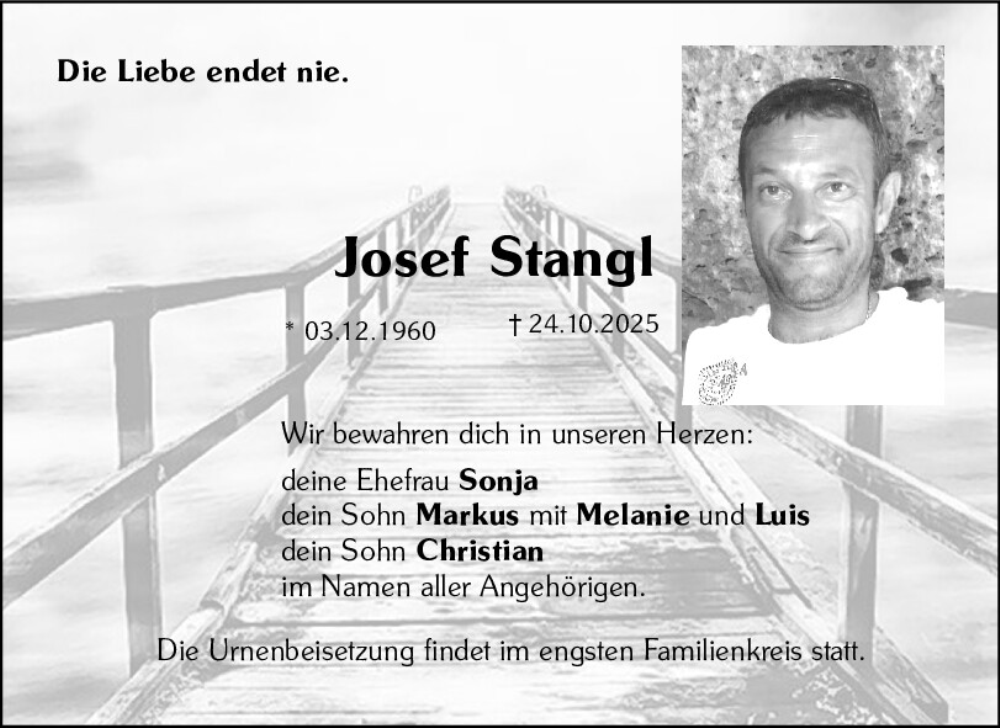 Traueranzeigen von Josef Stangl | Mittelbayerische Trauer