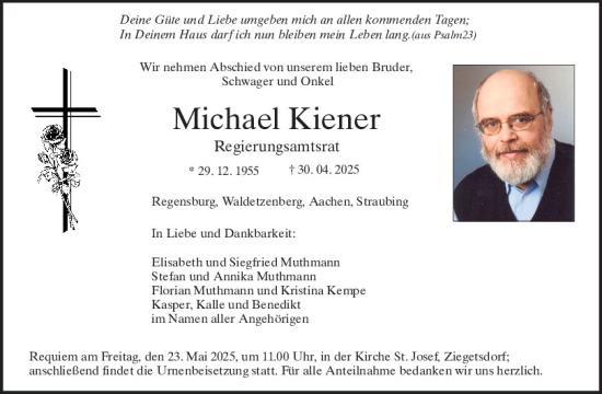 Traueranzeigen von Michael Kiener | Mittelbayerische Trauer